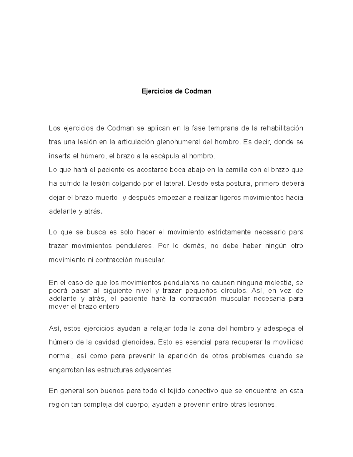 Codmannn - ejercicios para trabajar - Ejercicios de Codman Los ...