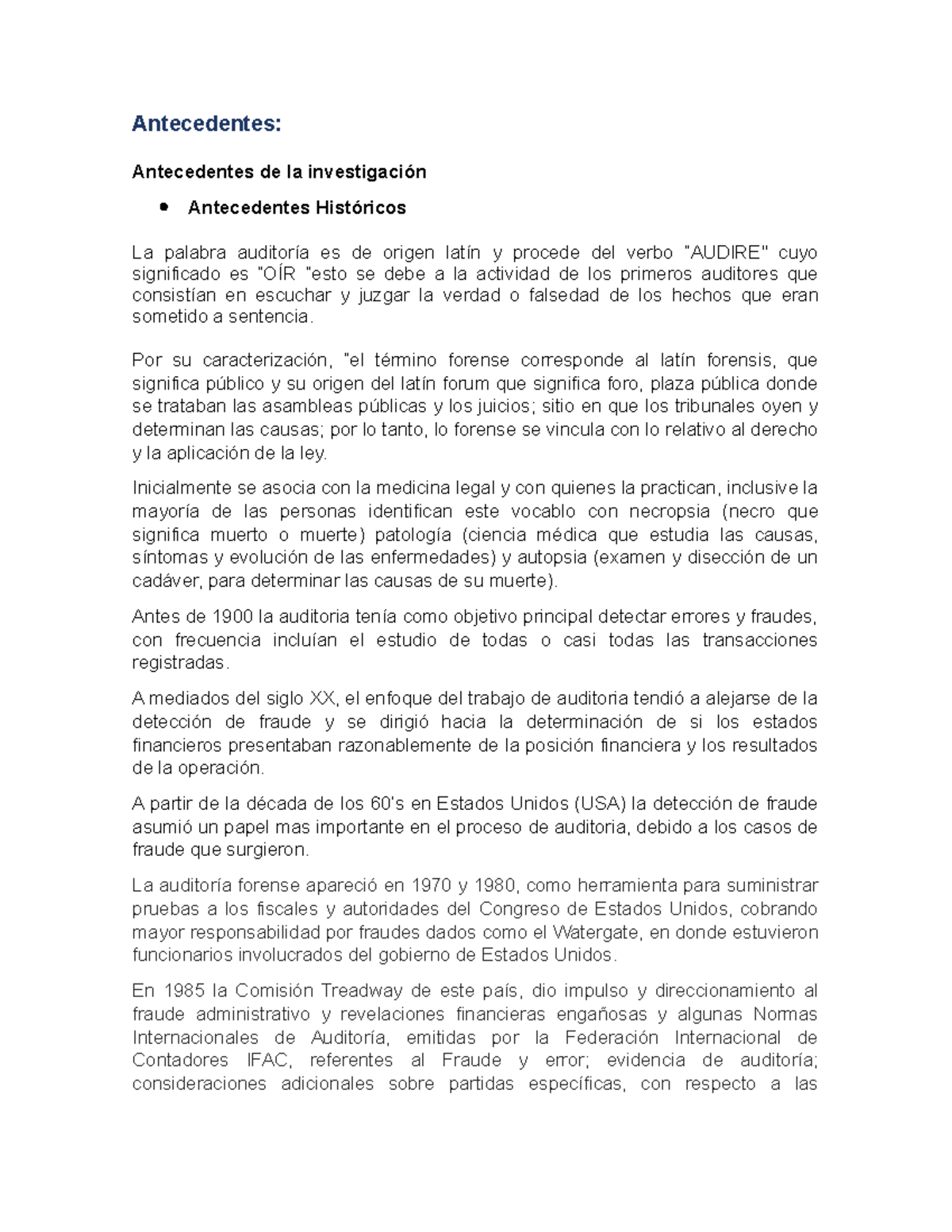 Antecedentes - Por su caracterización, “el término forense corresponde ...