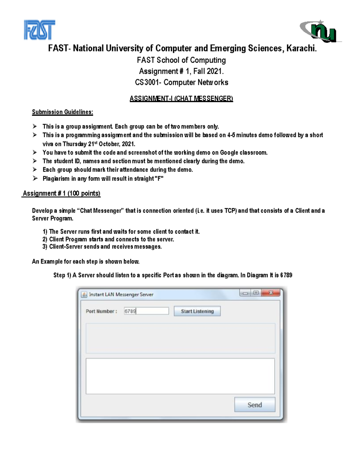 Assignment-I - FAST- National University of Computer and Emerging ...