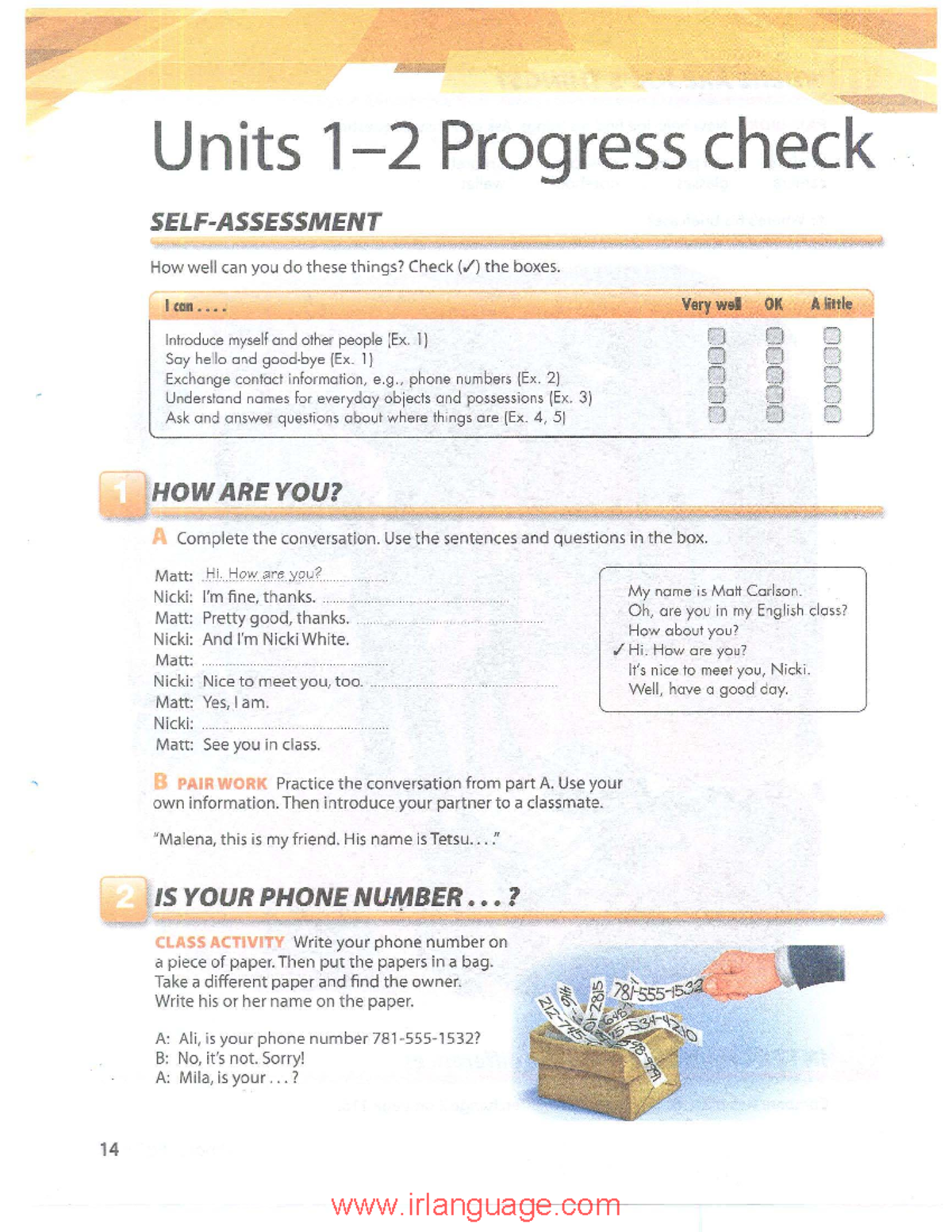Unit progress 1-2 - Material - Units Progress check How well can you do ...