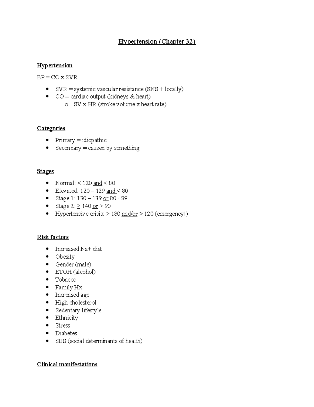 Adult 1 - Week 7 (chapter 32) - Hypertension (Chapter 32) Hypertension ...