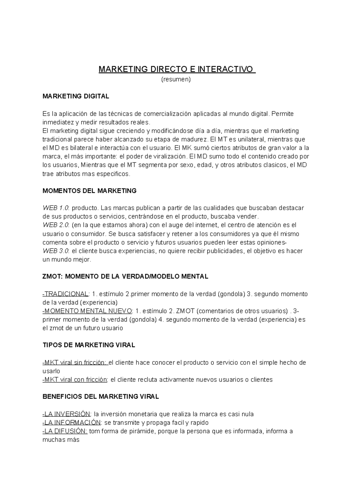 Resumen MKT directo - MARKETING DIRECTO E INTERACTIVO (resumen ...