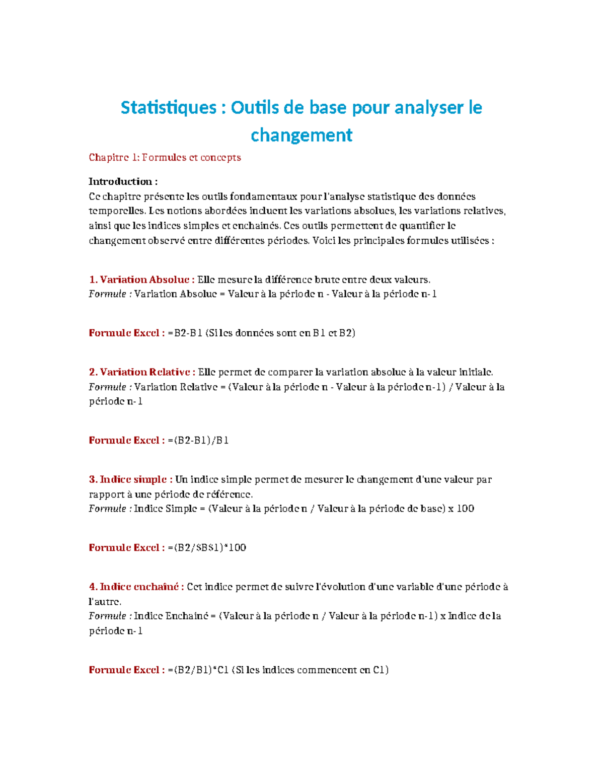 Statistiques formules - Statistiques : Outils de base pour analyser le ...