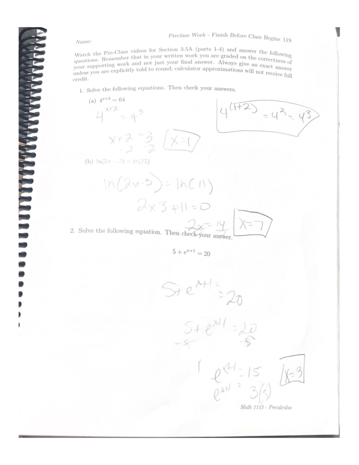 Credit - math practice problems for precalc - MATH 1113E - Studocu