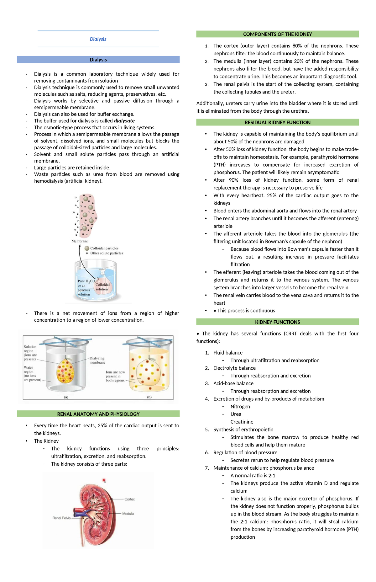 Biochem LAB Prelim Reviewer - Dialysis Dialysis Dialysis is a common ...