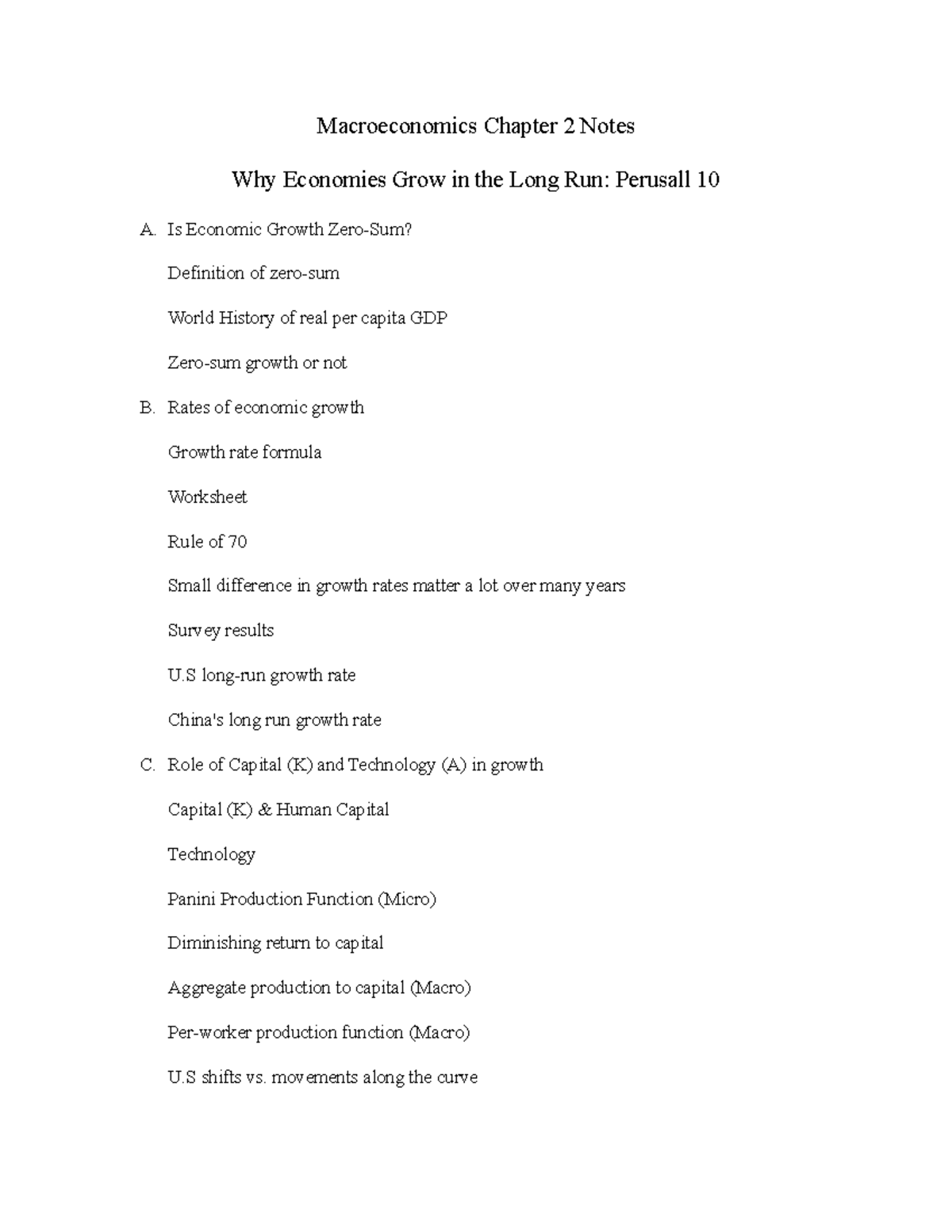 Chapter 2 Notes - Why economics grow in the long run - Macroeconomics ...