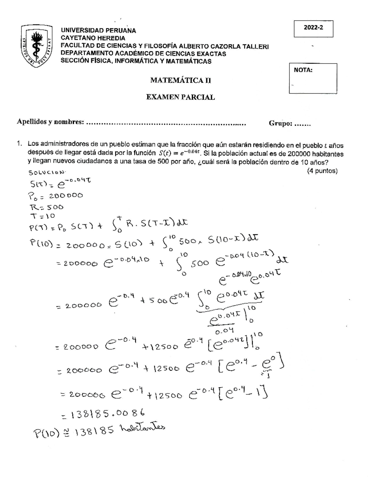 Solucion Examen Parcial - Matemática I - Studocu