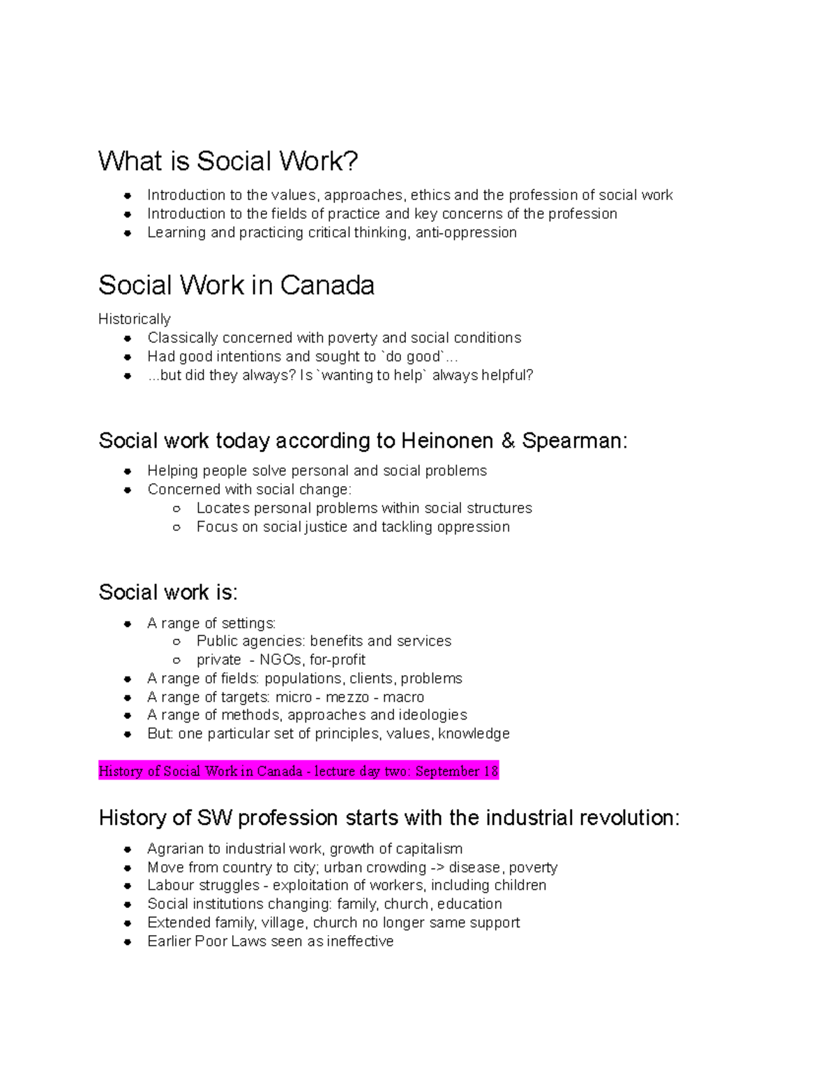 SWRK 1000H - social work first year class - What is Social Work ...