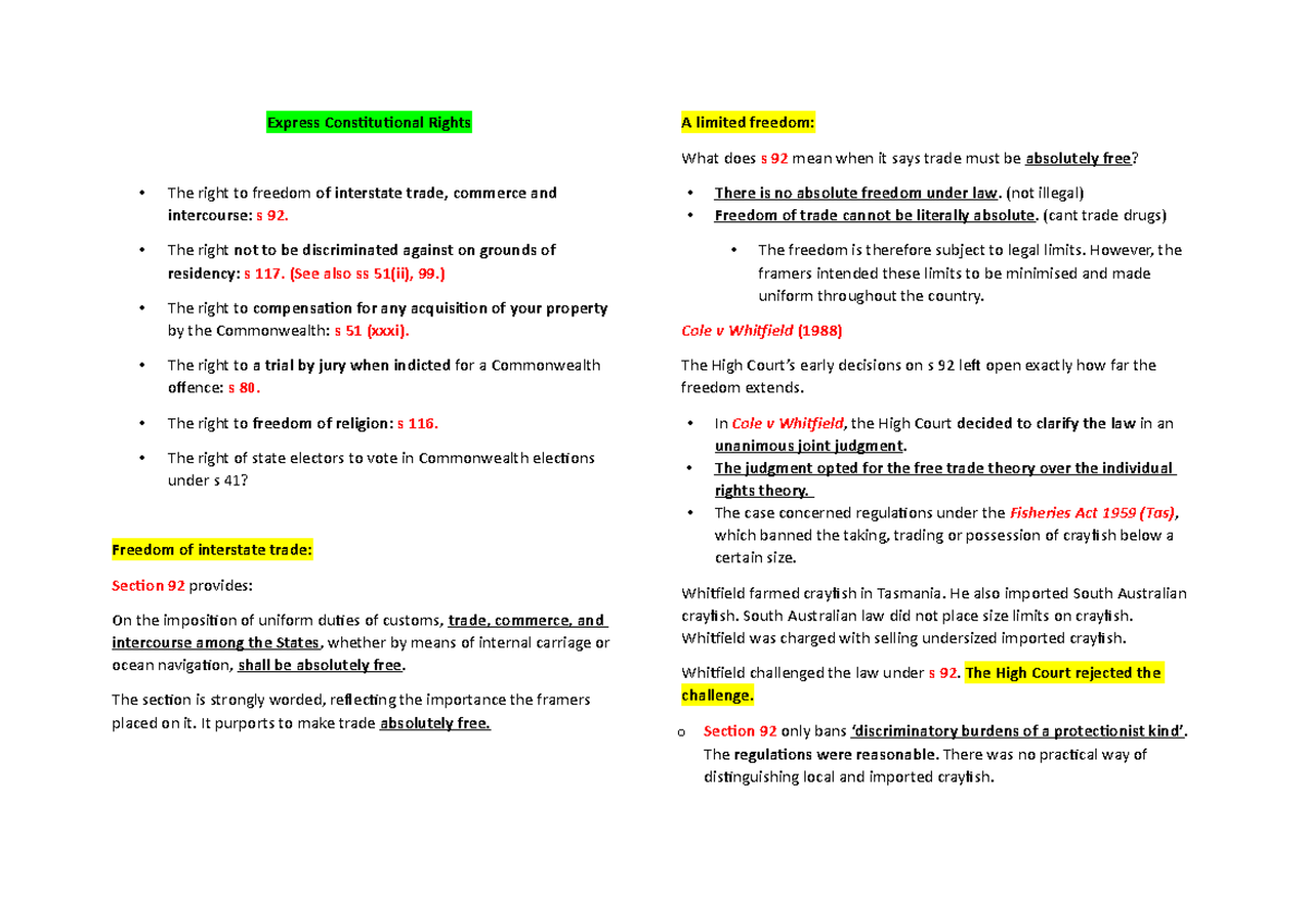Express Constitutional Rights - Express Consituional Rights The right ...