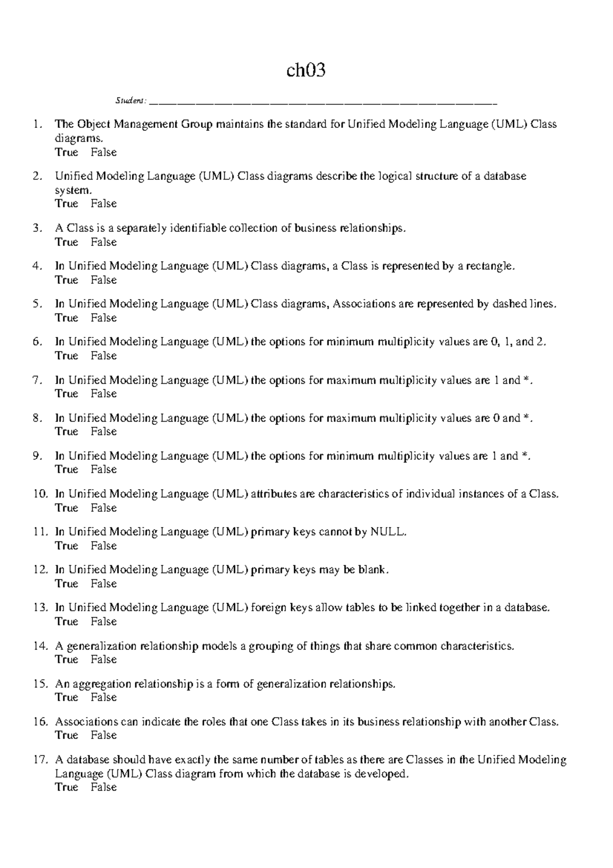 Ch03 - Chapter 3 - ch Student: - Studocu