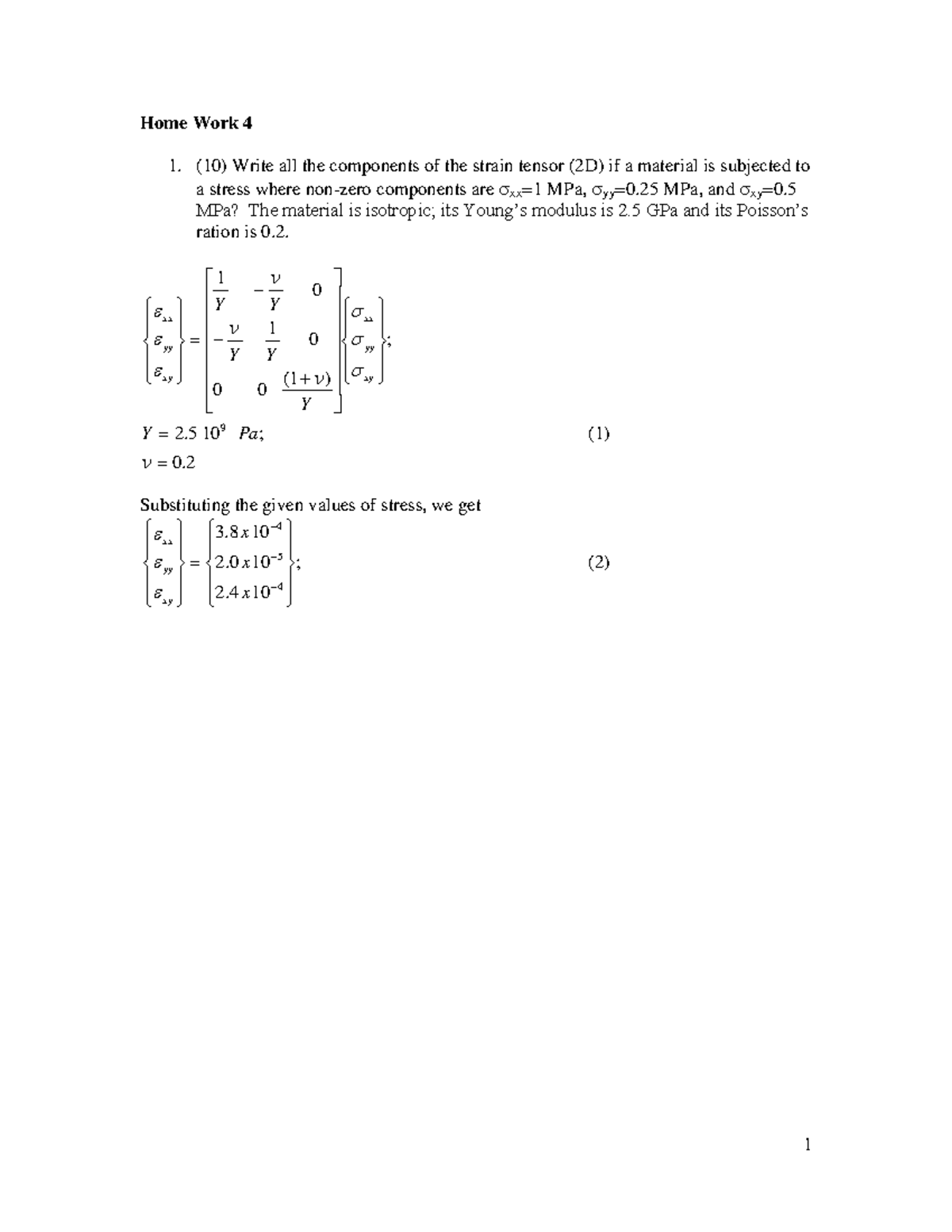 Home work 4 solutions - Home Work 4 (10) Write all the components of ...