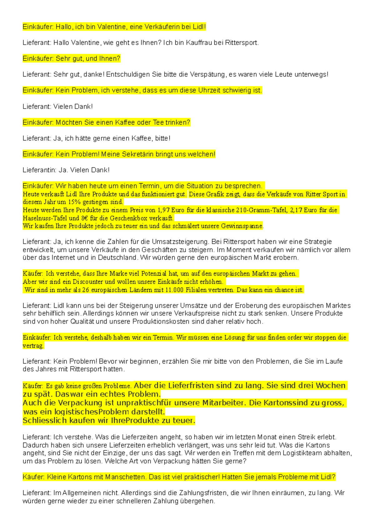 Oral allemand - oral - Einkäufer: Hallo, ich bin Valentine, eine Verkäuferin bei Lidl! Lieferant ...