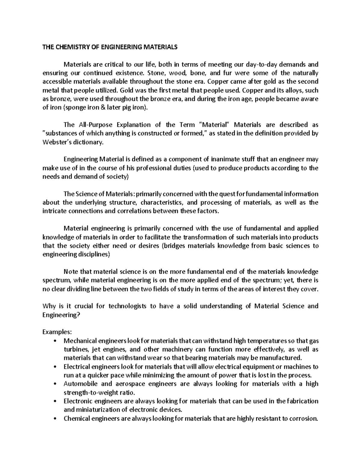 THE Chemistry OF Engineering Materials - THE CHEMISTRY OF ENGINEERING ...