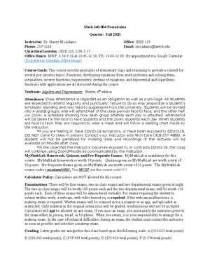 MATH 240 - LA Tech - Precalculus - Studocu