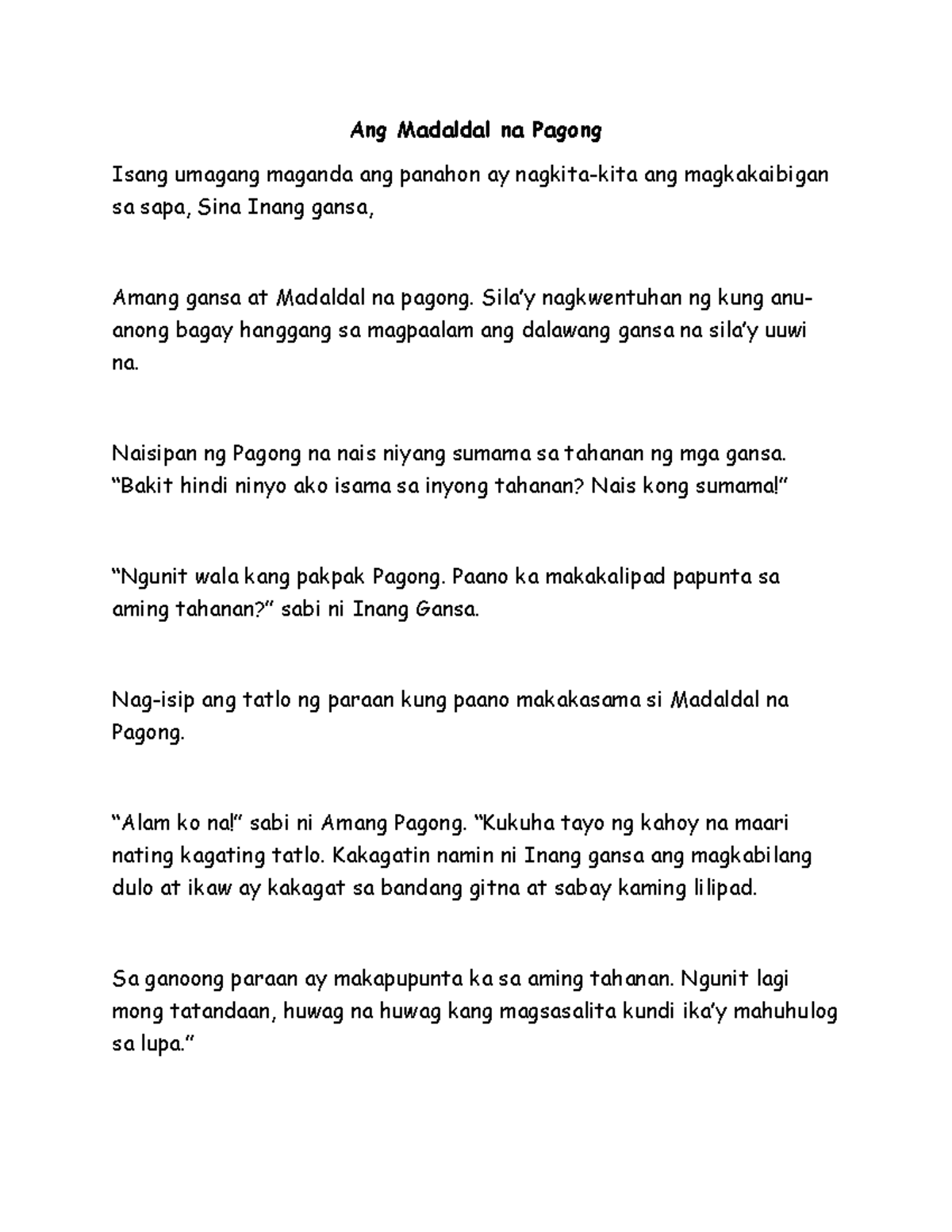 Ang Madaldal na Pagong - for reading - Ang Madaldal na Pagong Isang ...