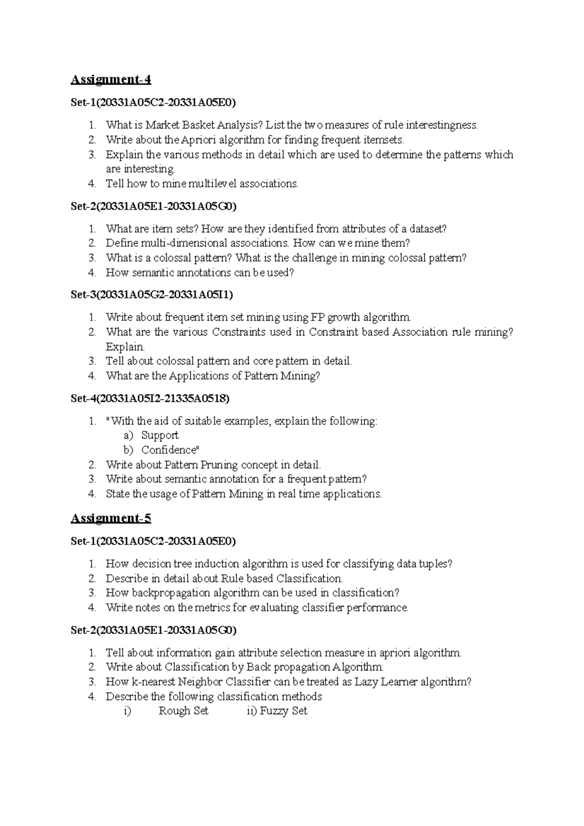 DWDM Assignment Questions(4,5&6) - Assignment- Set-1(20331A05C2-20331A05E0) 1. What is Market ...