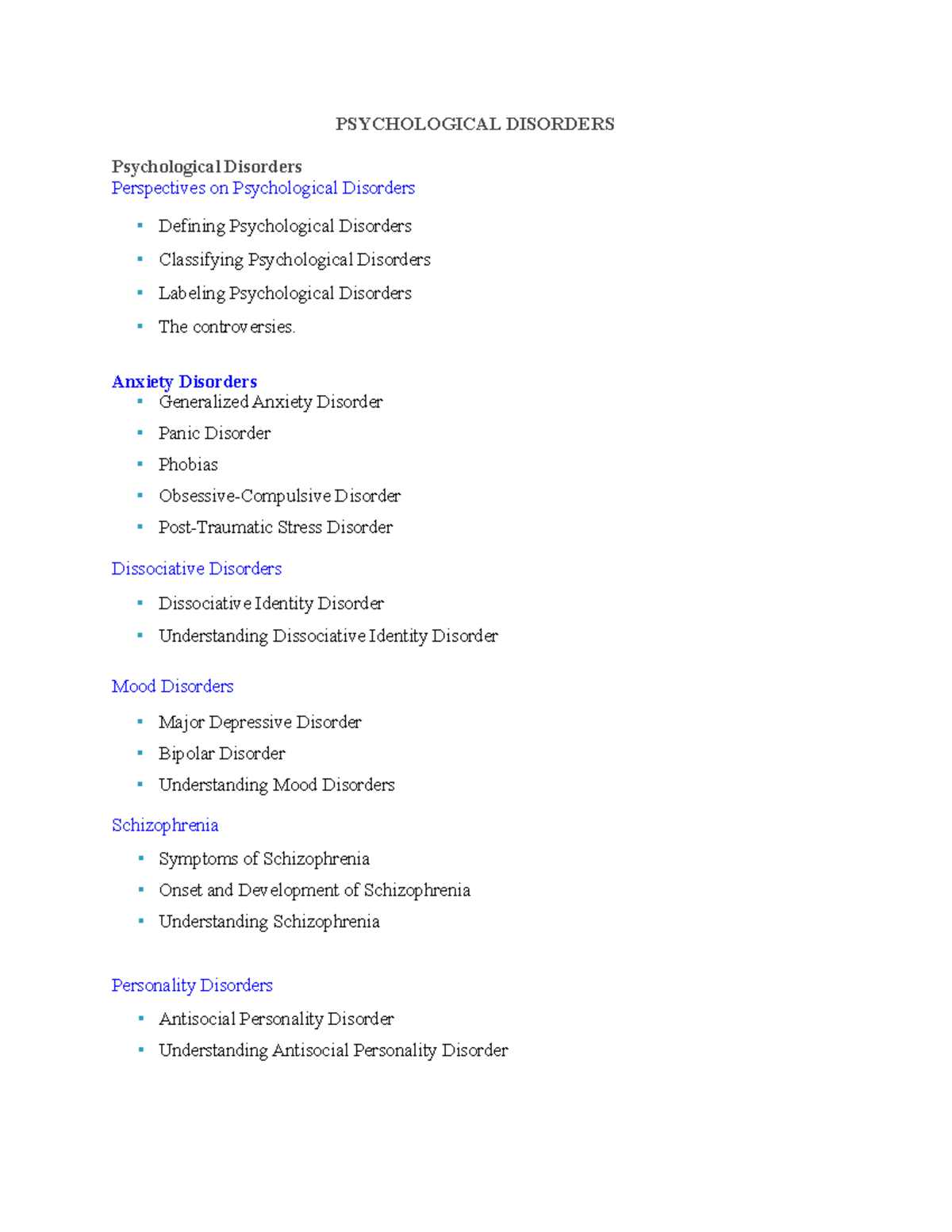5.1 PSCH Lecture Notes - PSYCHOLOGICAL DISORDERS Psychological ...