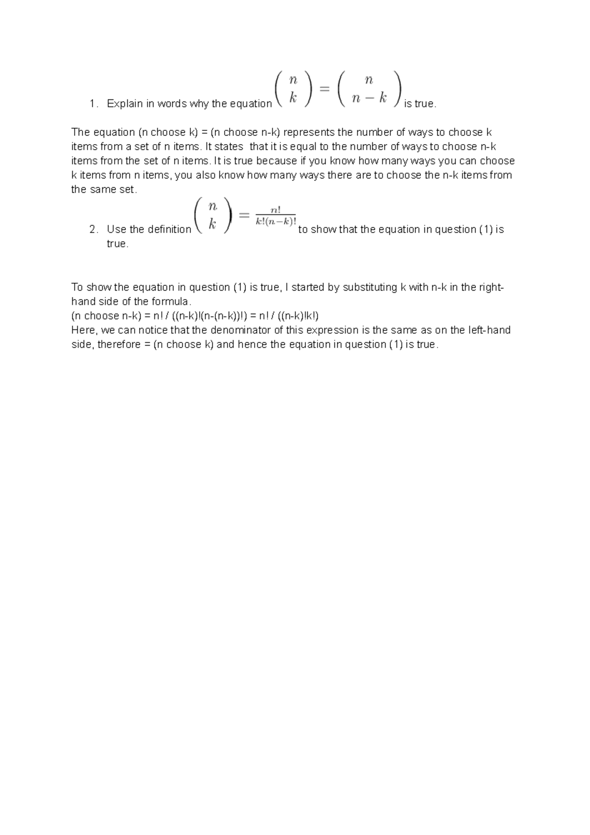 Discussion forum unit 2 - Explain in words why the equation is true ...
