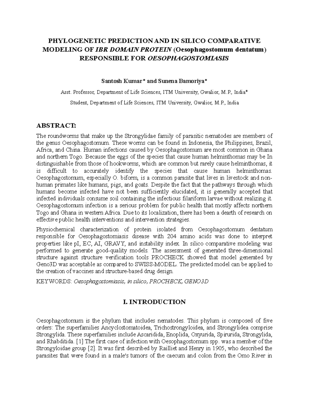 IBR research file - hfdhd - PHYLOGENETIC PREDICTION AND IN SILICO ...