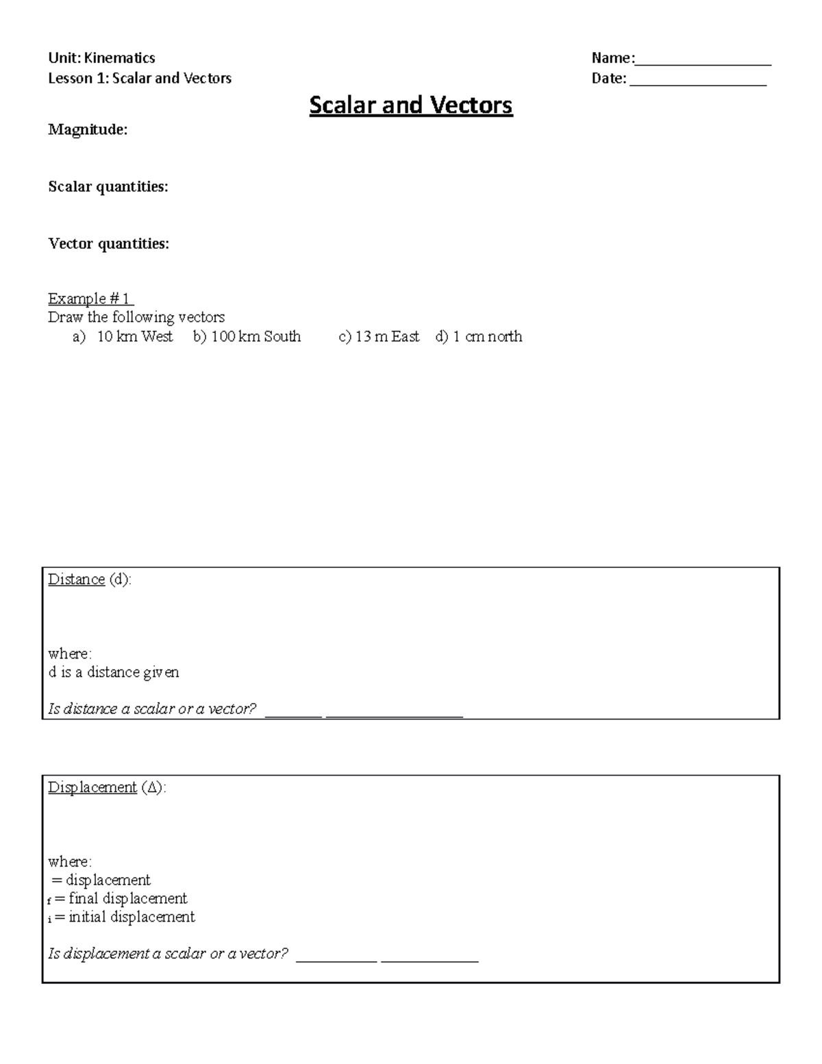 Scalar and Vector - A positive number means you are heading to the ...