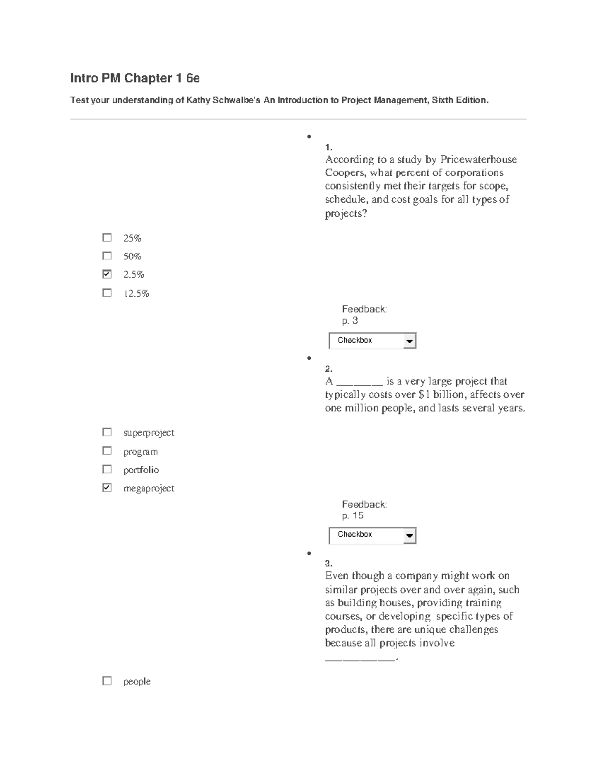 Proprofs-quizzes - quiz sample - Intro PM Chapter 1 6e Test your ...