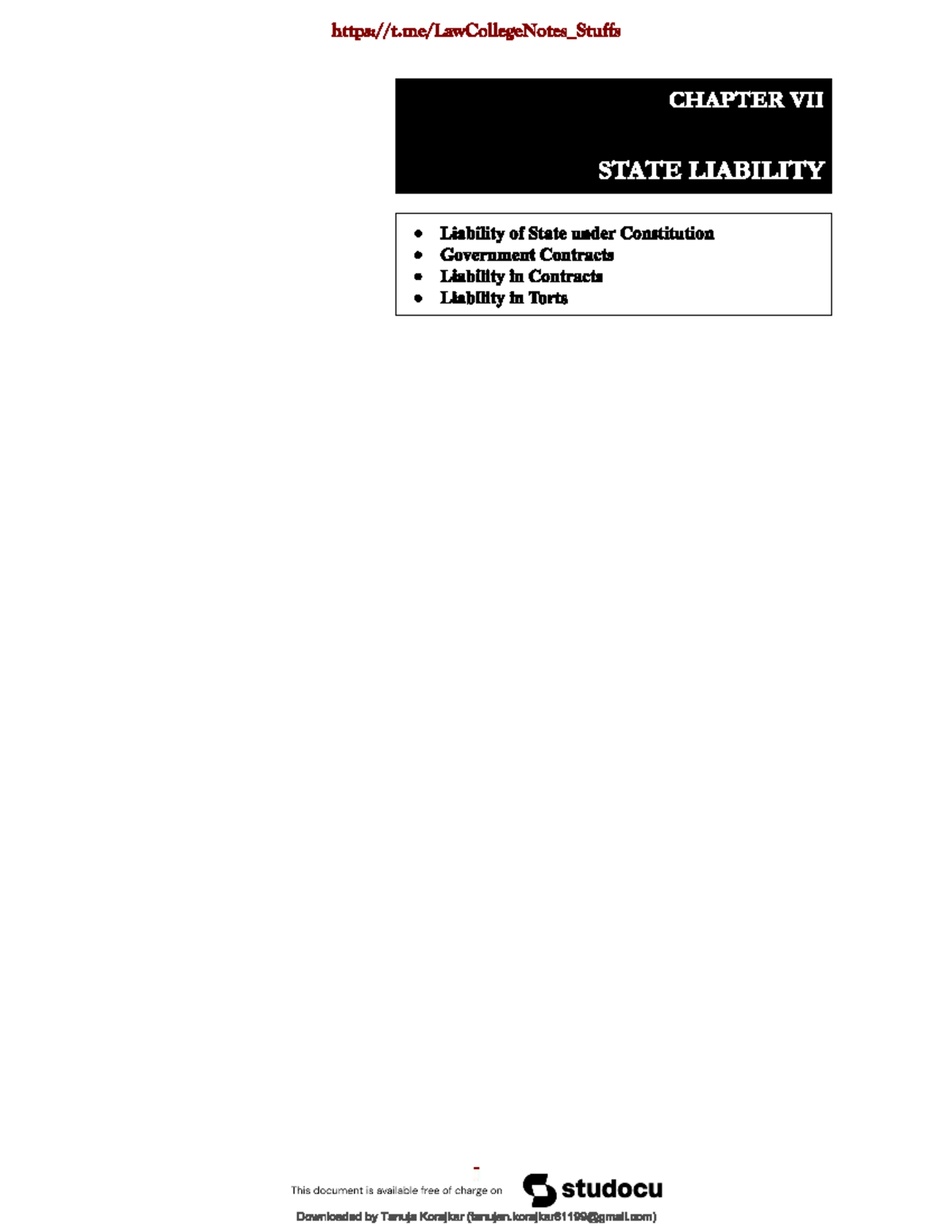 State liabi;ity - okok - CHAPTER VII STATE LIABILITY Liability of State ...