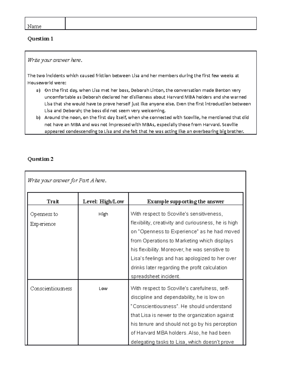 Lisa Benton+Submission+LB - Name Question 1 Write your answer here. The ...