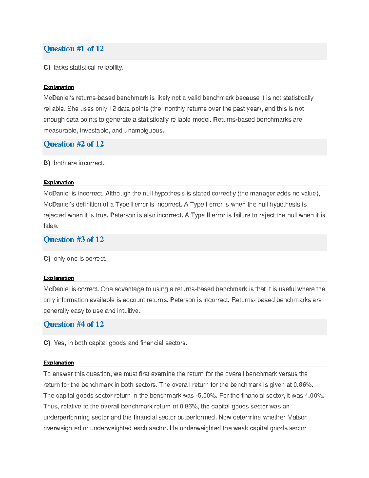 09. Performance Evaluation - Answers - Question #1 of 12 C) lacks ...
