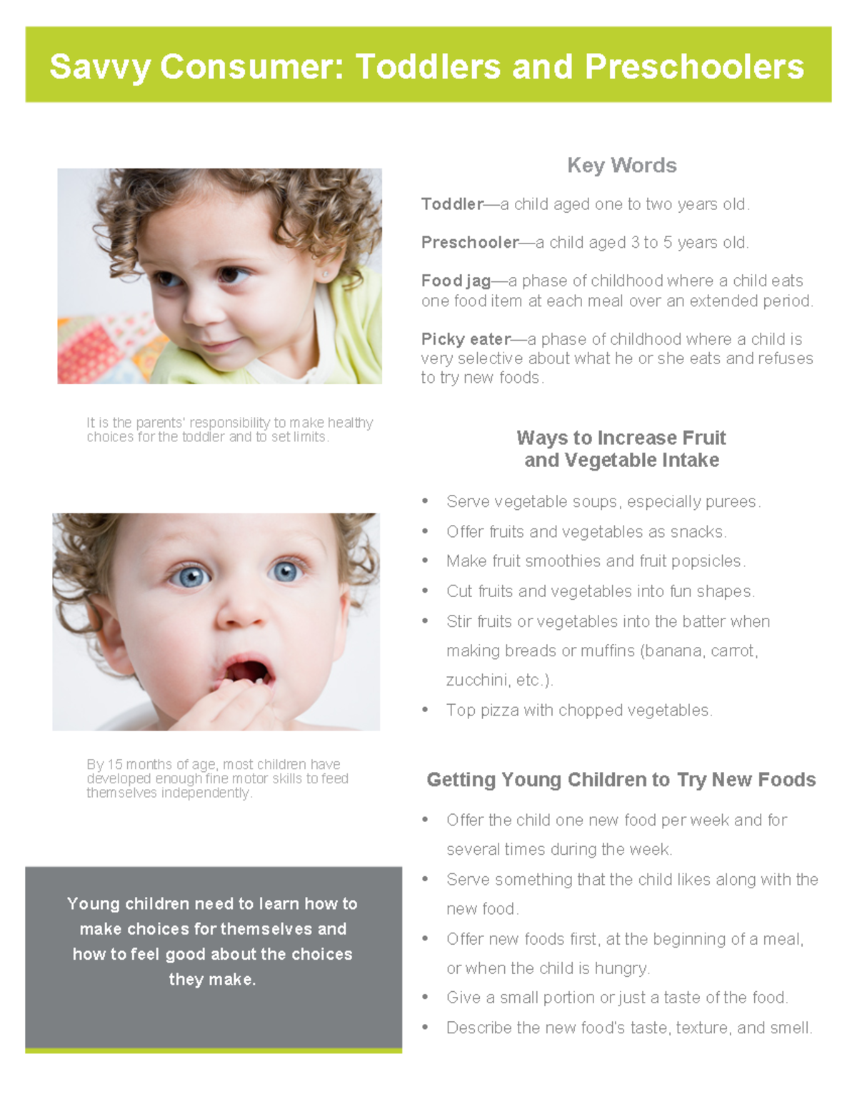 Toddlers - Key Words Toddler—a child aged one to two years old ...