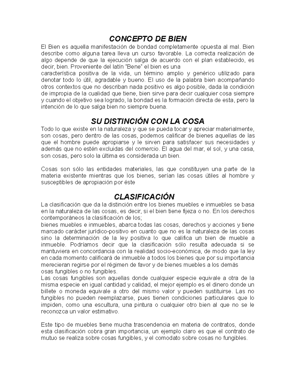 Bienes Y Clasificacion 1 - CONCEPTO DE BIEN El Bien es aquella ...