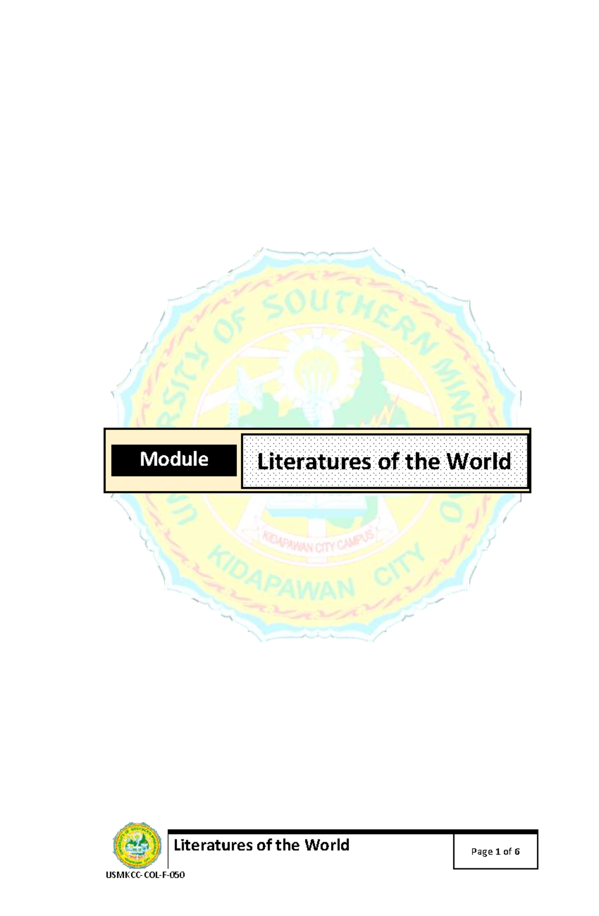 Chapter 4 Lit 121 - Literatures of the World Page 1 of 6 Module ...