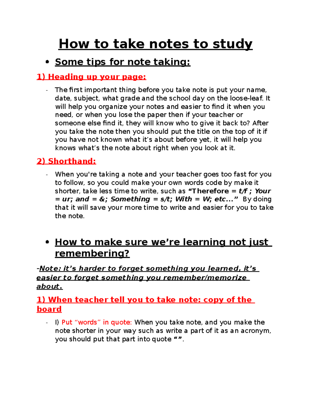 How to take notes to study - It will help you organize your notes and ...