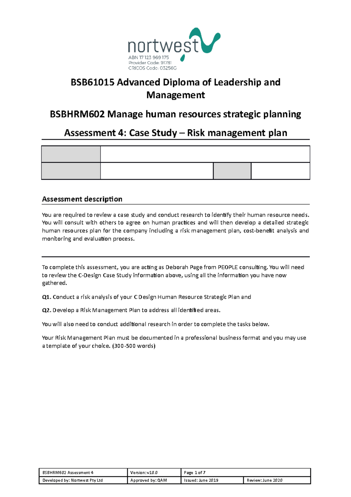 Bsbhrm 602 Assessment 4 R1 BSB61015 Advanced Diploma Of Leadership bsbhrm-602-assessment-4-r1-bsb61015-advanced-diploma-of-leadership