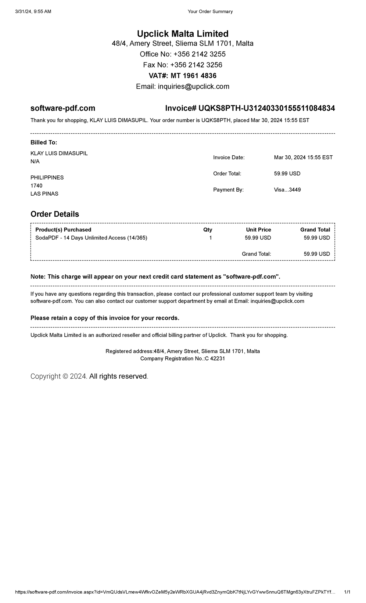 Your Order Summary - 3/31/24, 9:55 AM Your Order Summary - Studocu