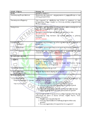 Filipino 10 - Talaan NG Nilalaman - TALAAN NG NILALAMAN PINADALING ...