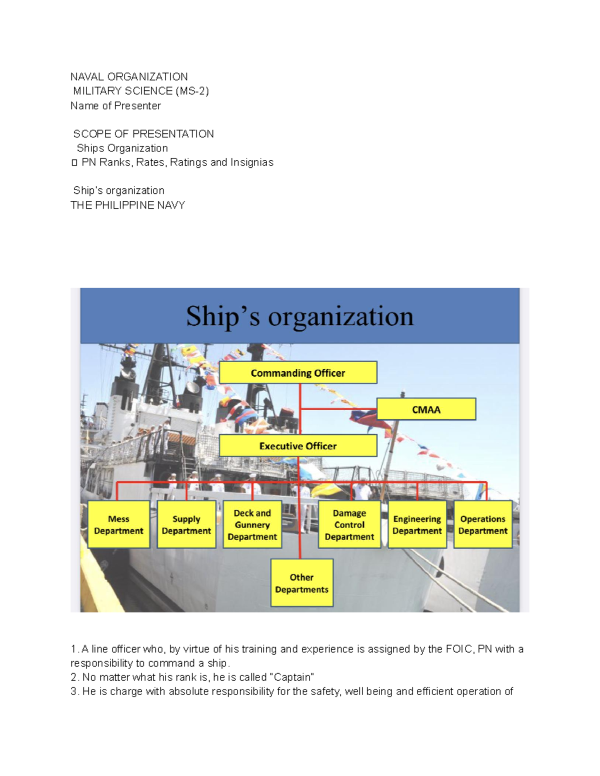 ROTC- Reviewer - loo - NAVAL ORGANIZATION MILITARY SCIENCE (MS-2) Name ...