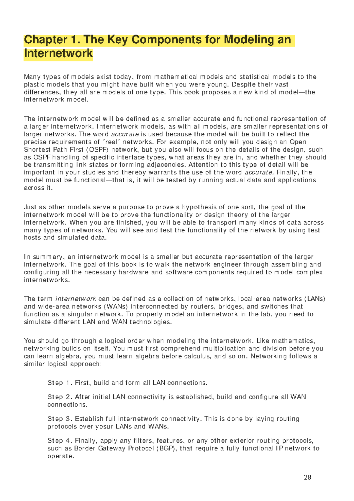 Chapter 1 The Key Components for Modeling an Internetwork - Chapter 1 ...