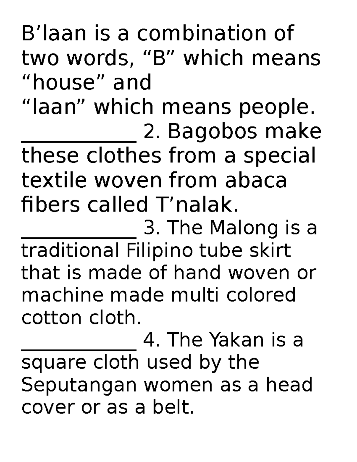 Cpar - education is important - B’laan is a combination of two words ...