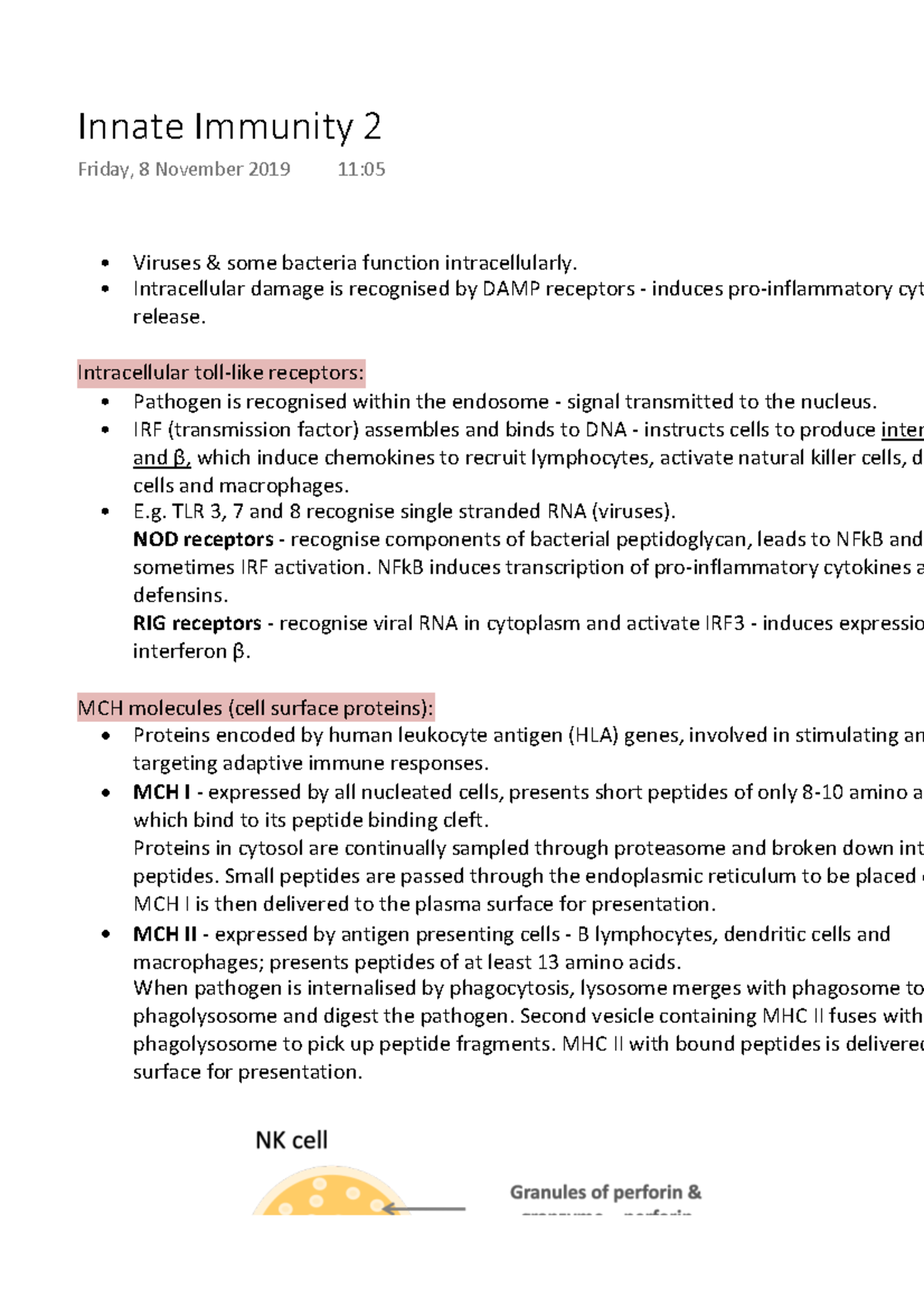 Innate Immunity 2 - Lecture notes 1 - Warning: TT: undefined function ...