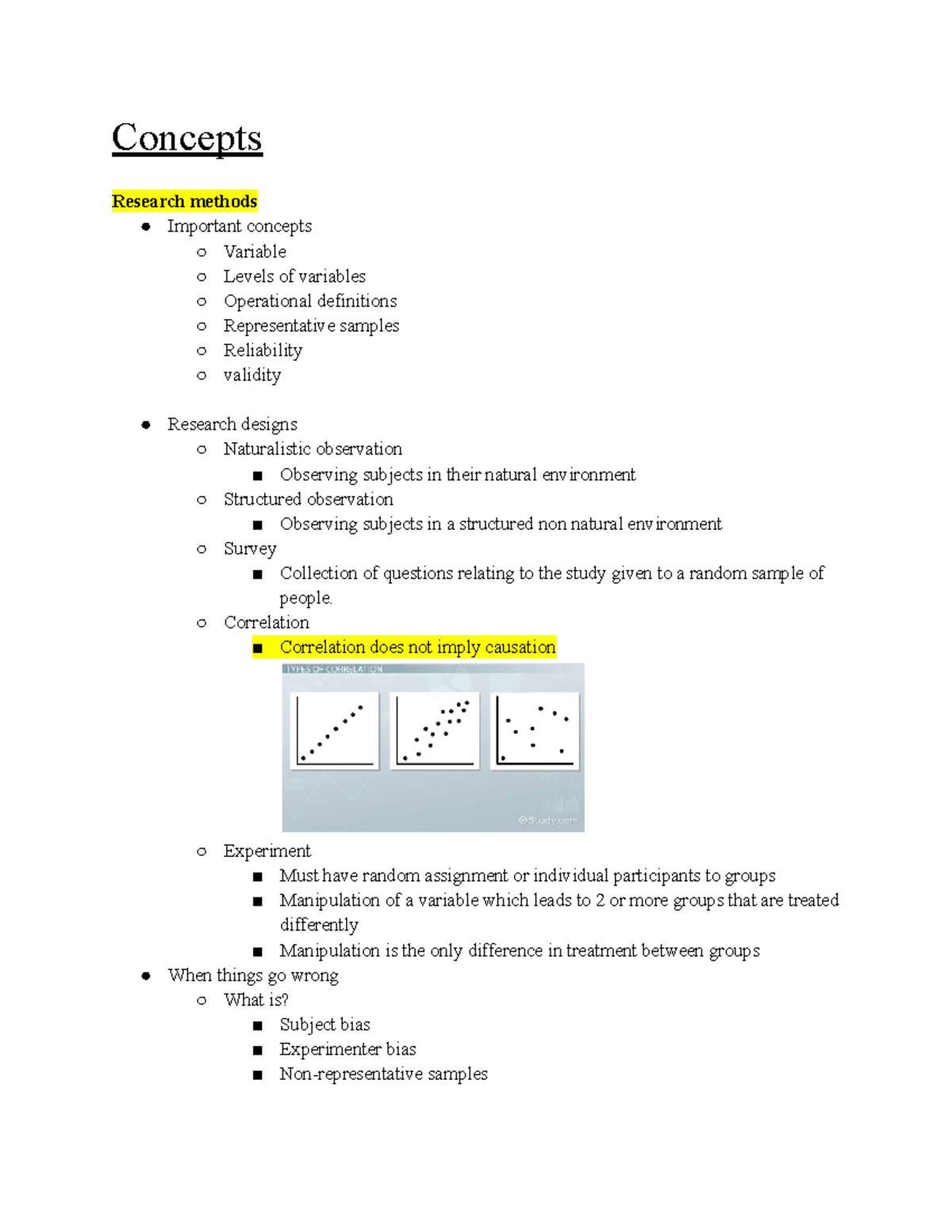 Concepts and nervous system - Concepts Research methods Important ...