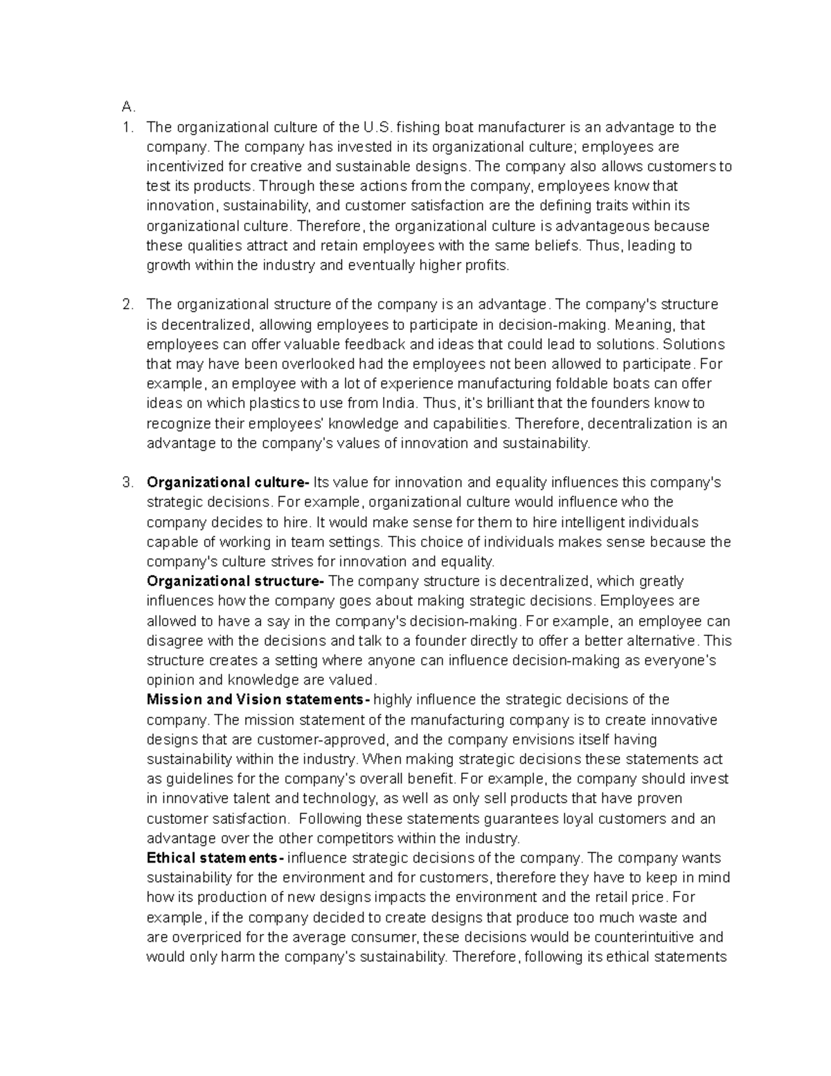 QBM3 Task 1 - mi9hg7f6rd56s5df7g8yhujikolp[ - A. The organizational ...