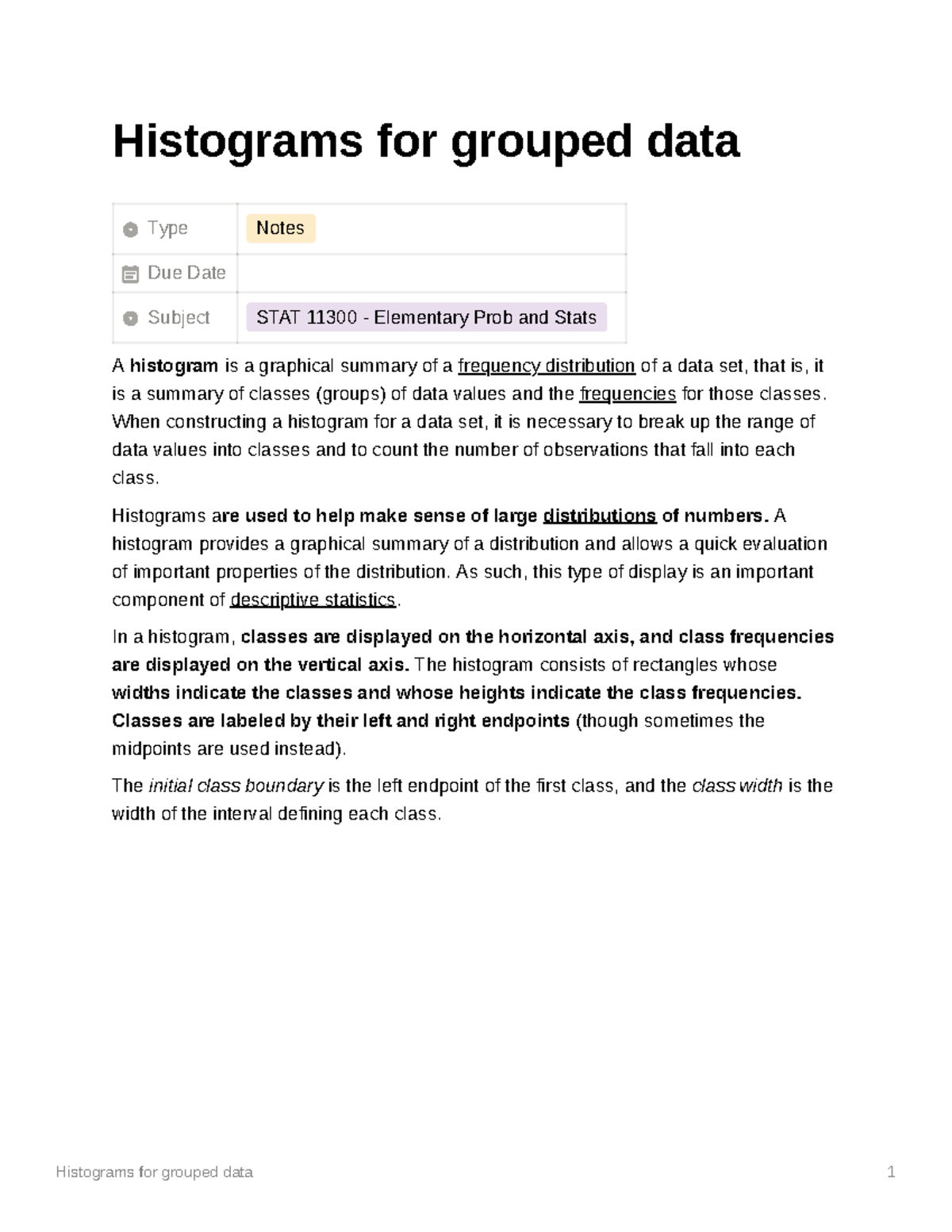 Histograms for grouped data - When constructing a histogram for a data ...