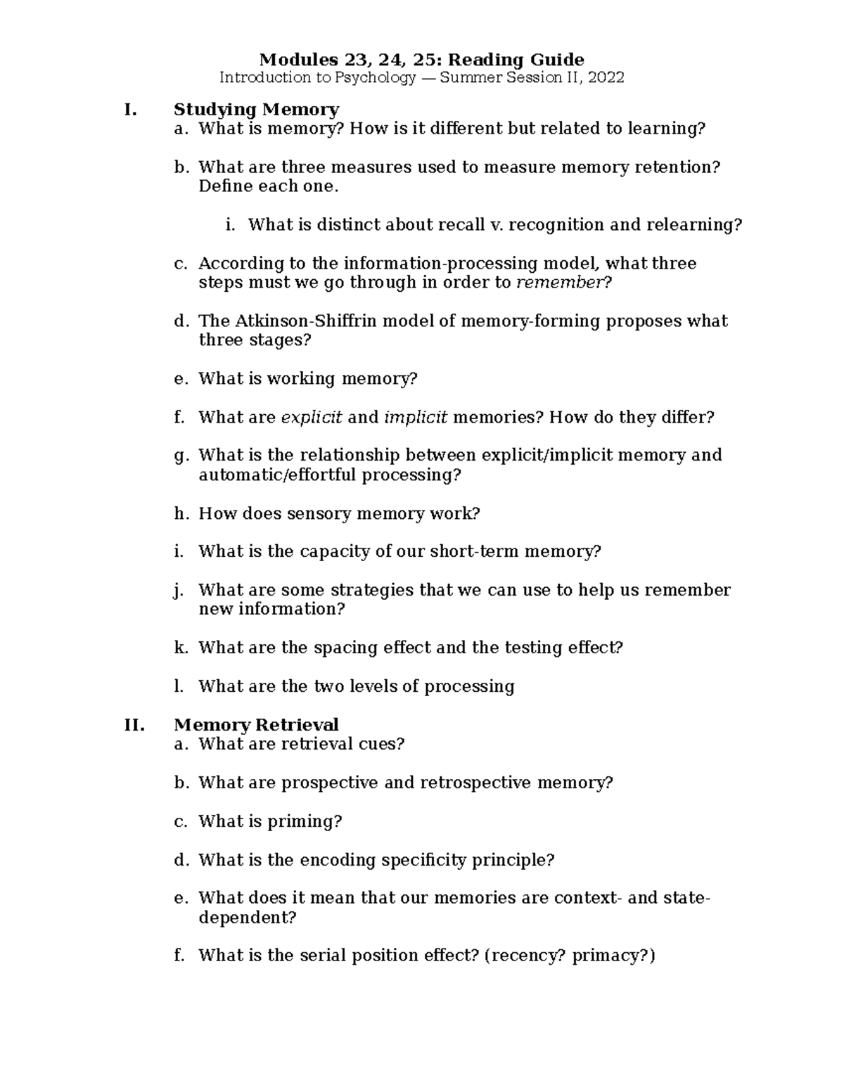 RG Memory Post - Introduction to Psychology — Summer Session II ...