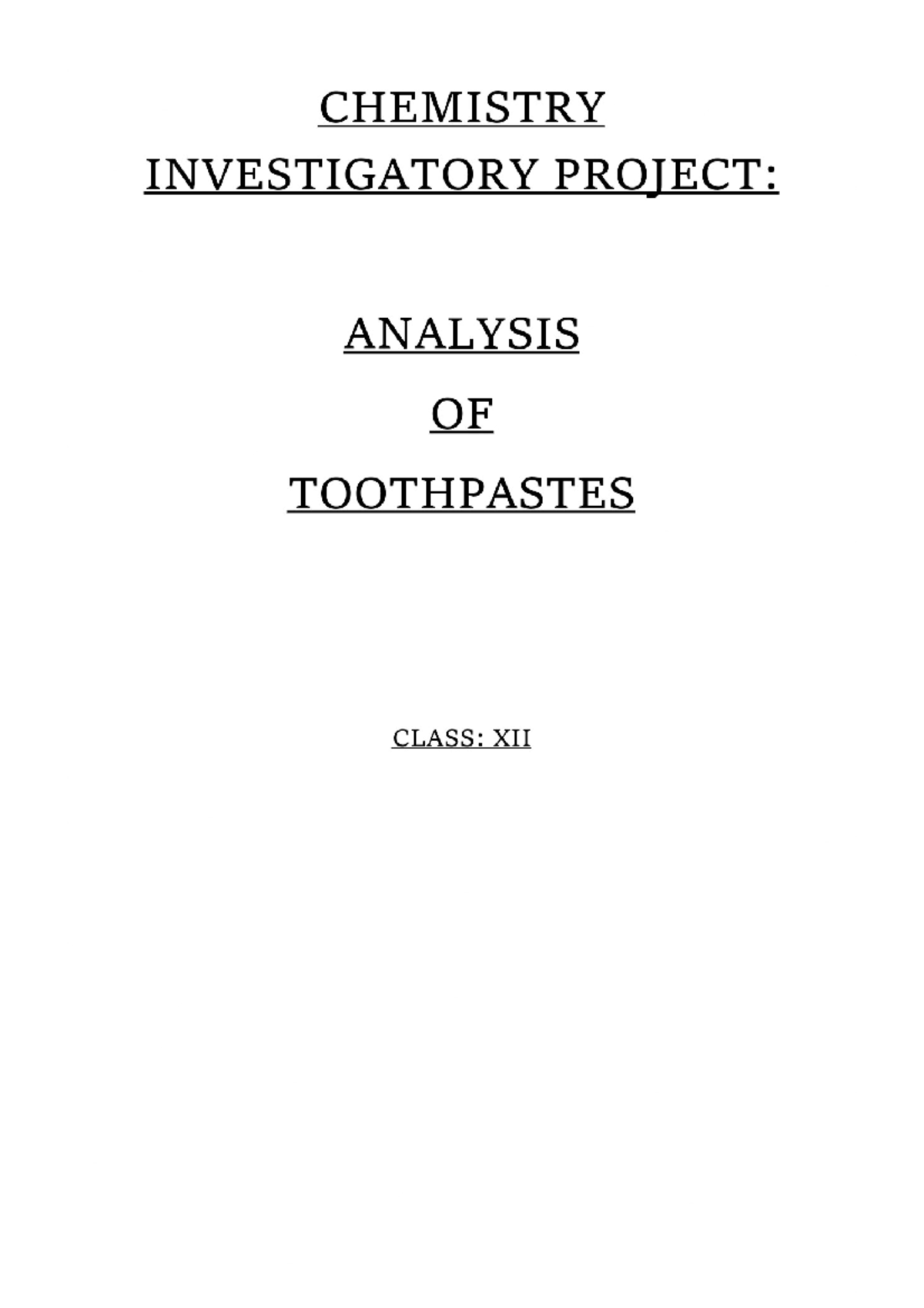 Chemistry project - chemistry - Studocu
