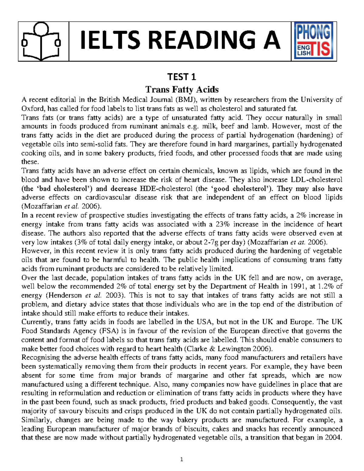 ACA Reading A - Studocu