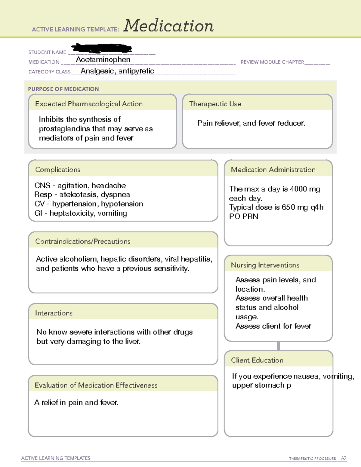 Acertaminophen ALT - study material - ACTIVE LEARNING TEMPLATES ...
