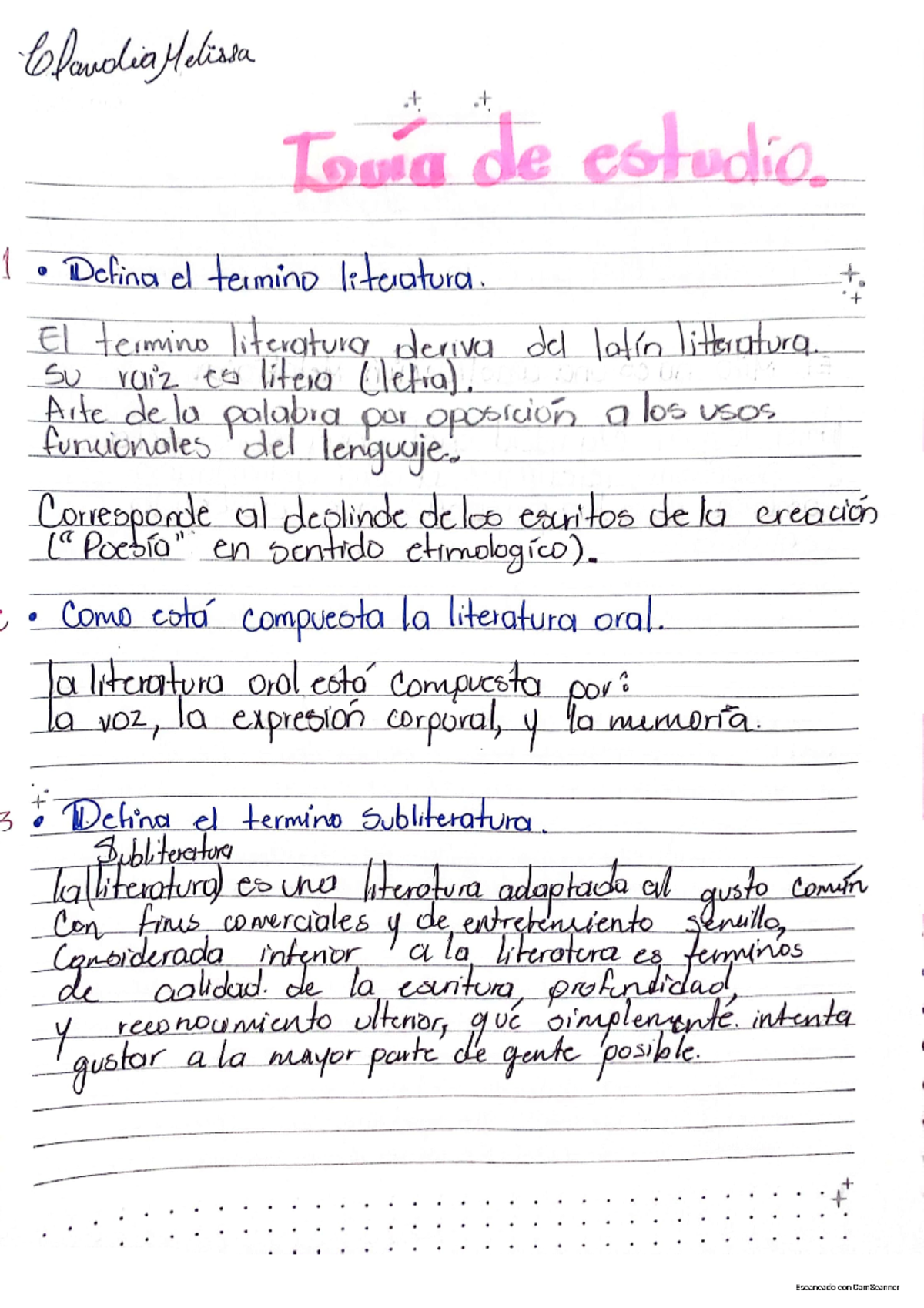 GUÍA DE Estudio Literatura - Español - Studocu