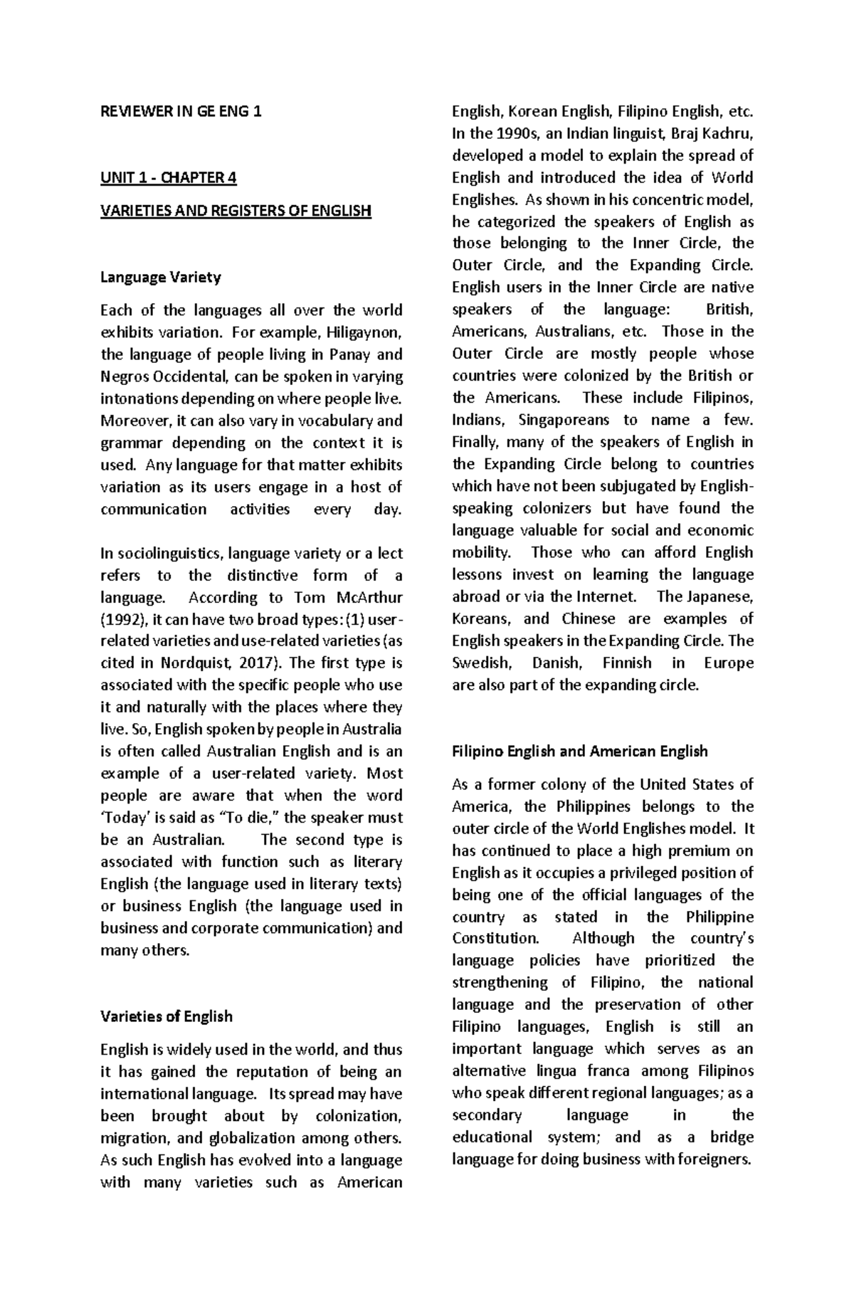 Reviewer in Purposive Communication for Midterms - REVIEWER IN GE ENG 1 UNIT 1 - CHAPTER 4 ...