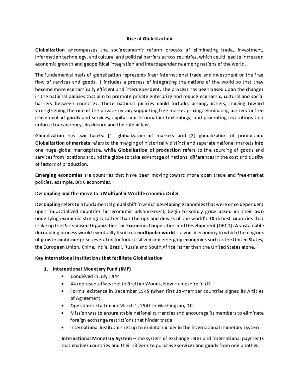 1 Module Rise-of-Globalization - Rise of Globalization Globalization ...