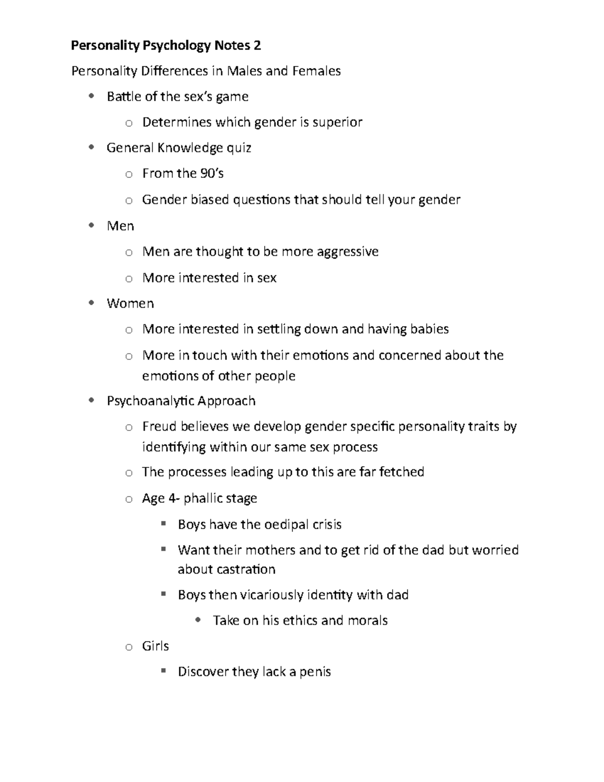 Personality Psychology 3 Notes - .. The Variability Hypothesis Claims ...